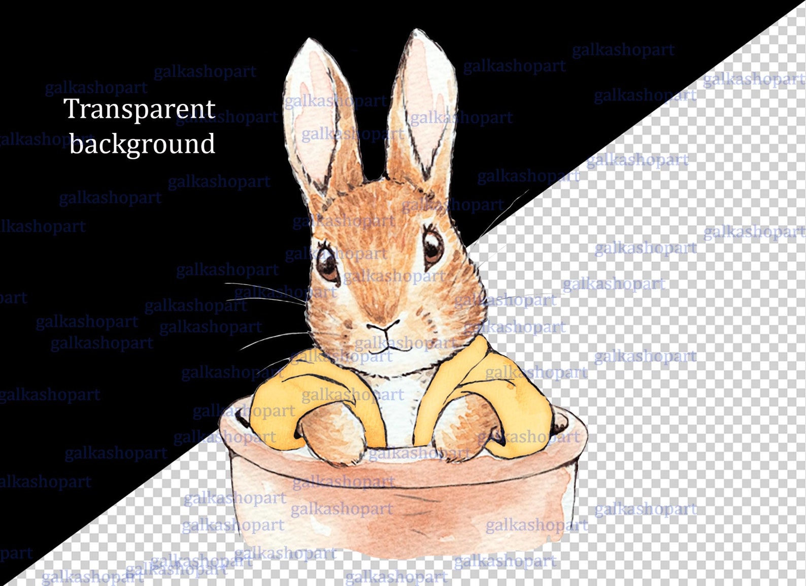 Peter Rabbit in Yellow Jacket: Watercolor Clipart Png Beatrix Potter ...