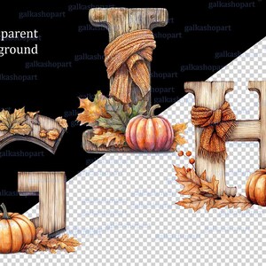 Cozy Autumn Alphabet Pngs Clipart Individual Letters With Leaves ...