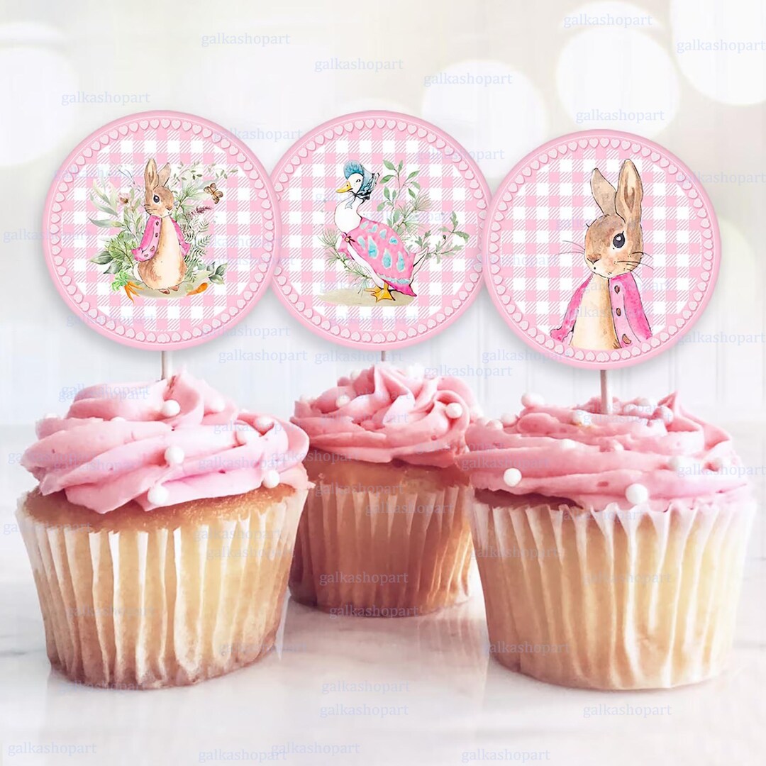 Flopsy Bunny Cupcake Topper Template, Baby Cake Topper, Watercolor ...