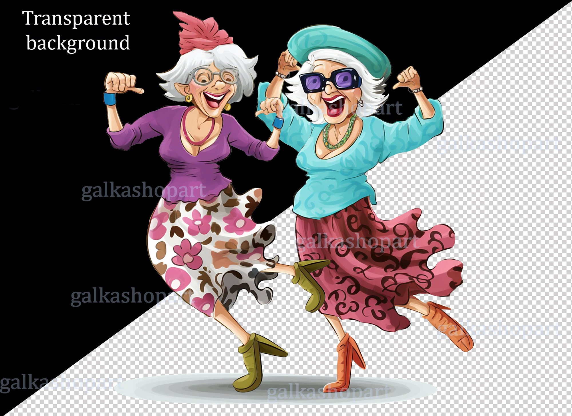 Funny Old Ladies Clipart PNG Happy Woman Fisherman Cute - Etsy Canada