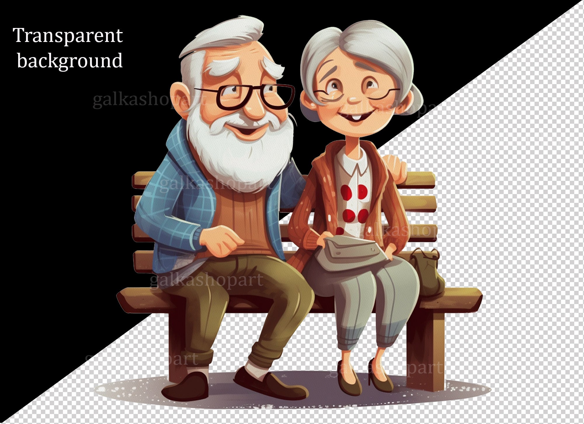 Cute Old Happy Couple Clipart PNG Old Ladies and Old Mans - Etsy Canada