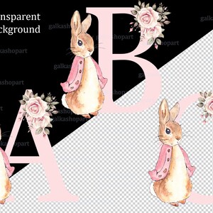 Peter Rabbit Light Pink Alphabet Clipart: Set of 26 Individual Letters ...