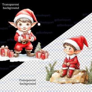 Christmas Elf PNG Set: 16 Watercolor Clipart With Santa’s Helpers ...