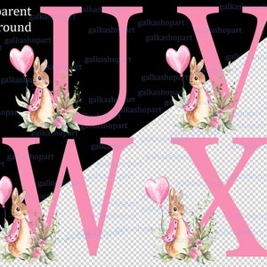 Peter Rabbit Pink Alphabet Clipart: Set of 26 Individual Letters With ...