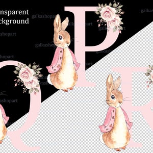 Peter Rabbit Light Pink Alphabet Clipart: Set of 26 Individual Letters ...