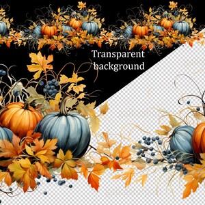Watercolor Pumpkin Borders Clipart: Set of 7 Seamless Autumn Borders ...
