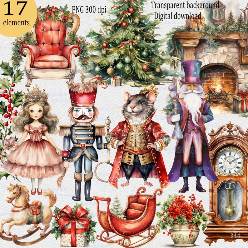 Nutcracker Ballet Christmas Clipart PNG – Clara, Soldier, Mouse King ...