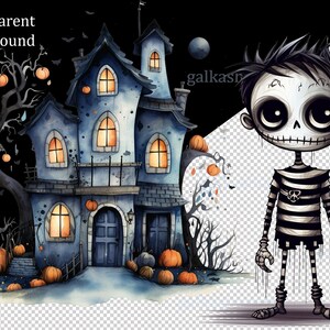 Creepy Cute Halloween Clipart PNG: Spooky Kids, Pumpkin, Ghost, Witch ...