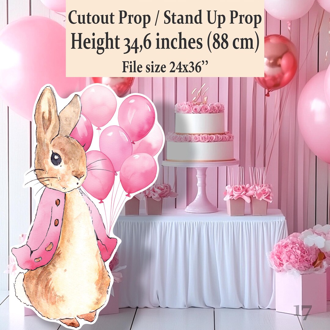 Peter Rabbit Downloadable Big Decor Cutout, Rustic Pink Flopsy Bunny ...
