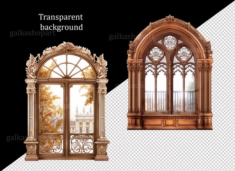 Victorian Architecture Windows, Separate Images, Digital Image Set ...
