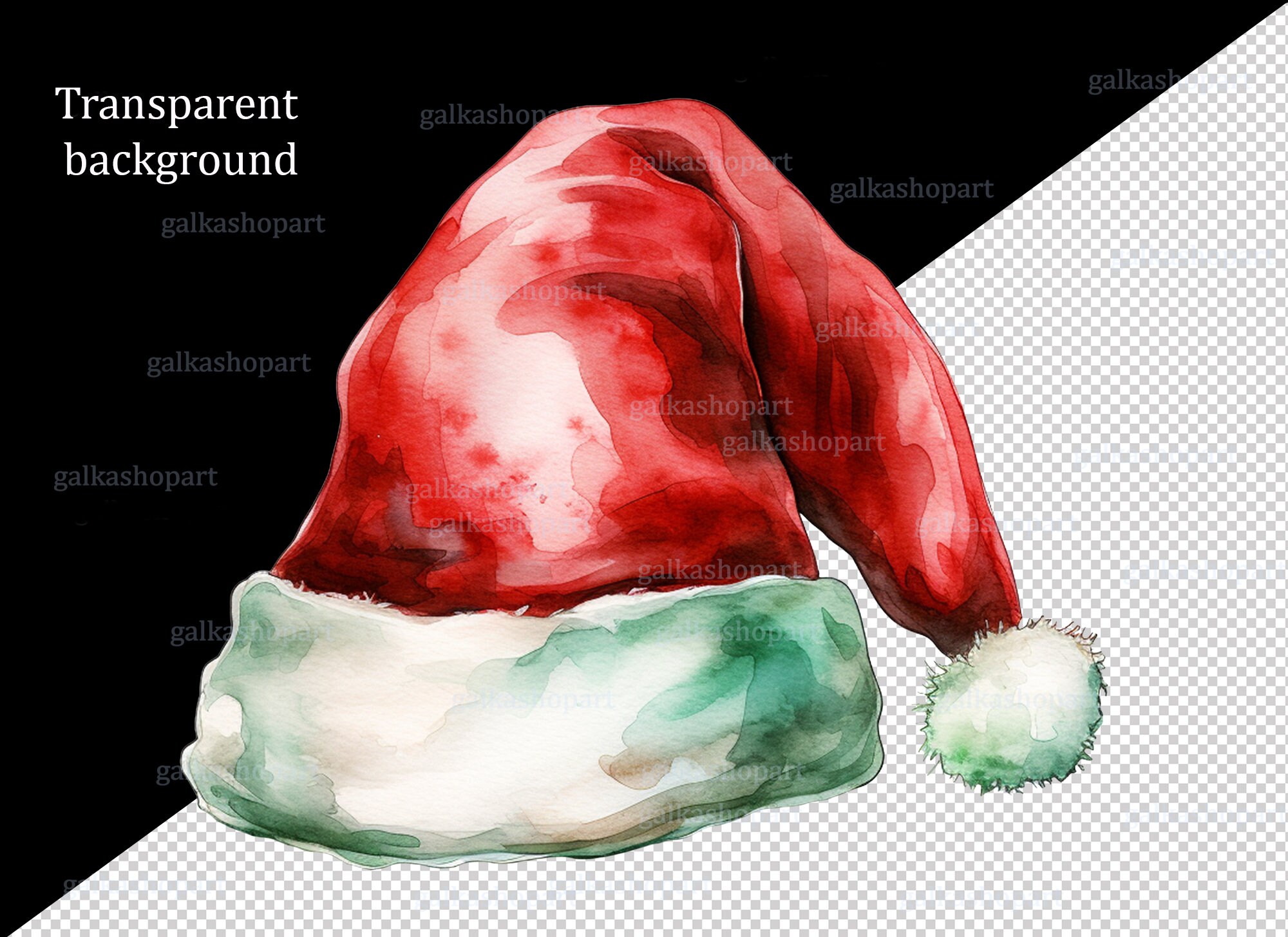 Christmas Santa Hat PNG Clipart: Set of 10 Winter Image, Holiday ...
