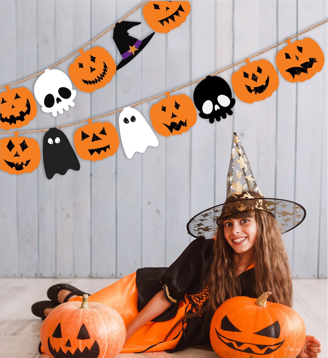 Flag Pennant Decoration, Halloween Banner Bundle Printable, Happy ...