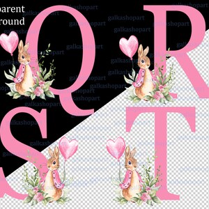 Peter Rabbit Pink Alphabet Clipart: Set of 26 Individual Letters With ...