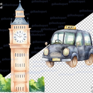 London Watercolor PNG Clipart: VE Day 80th Anniversary Art, Landmarks ...
