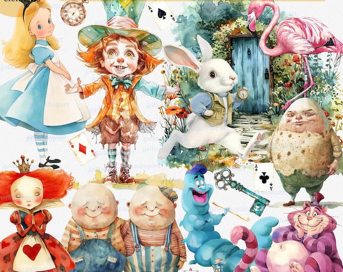 Alice in Wonderland Vintage Clipart, Instant Download | Mad Hatter ...