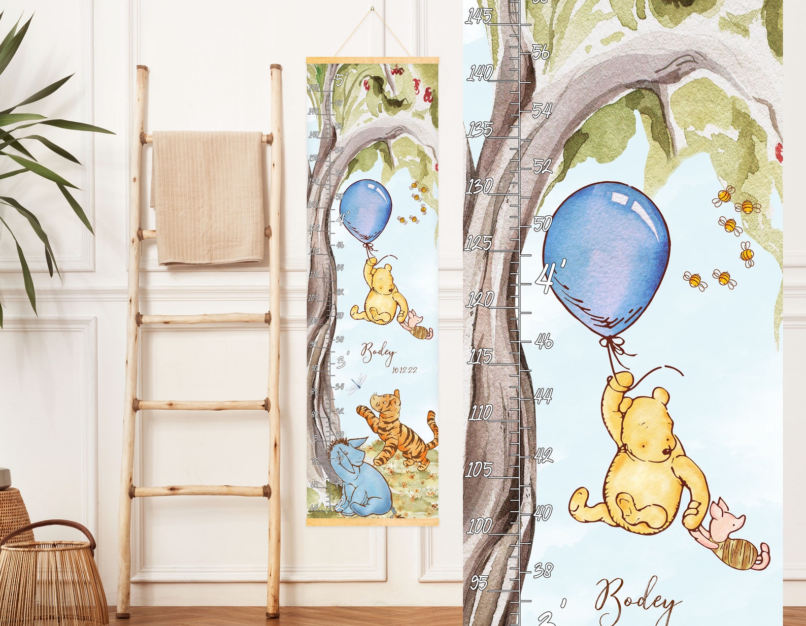 Adorable and Personalized Classic Winnie the Pooh Growth Chart Perfect ...