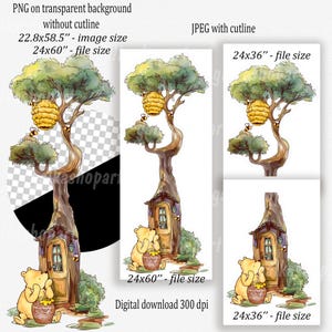 Classic Winnie the Pooh & Tree With Door for Baby Shower and Birthday ...