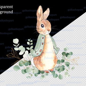 Sage Green Peter Rabbit, Greenery & Balloon Sublimation Graphic, Flopsy ...