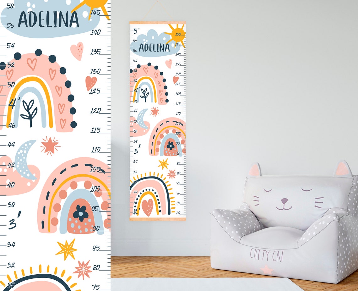 Boho Rainbow Height Chart Personalised Growth Chart Custom - Etsy