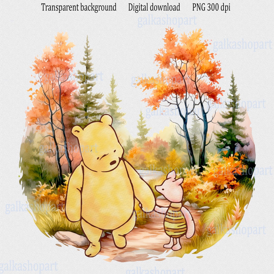 Classic Winnie the Pooh & Piglet in Autumn Scene Sublimation - Etsy