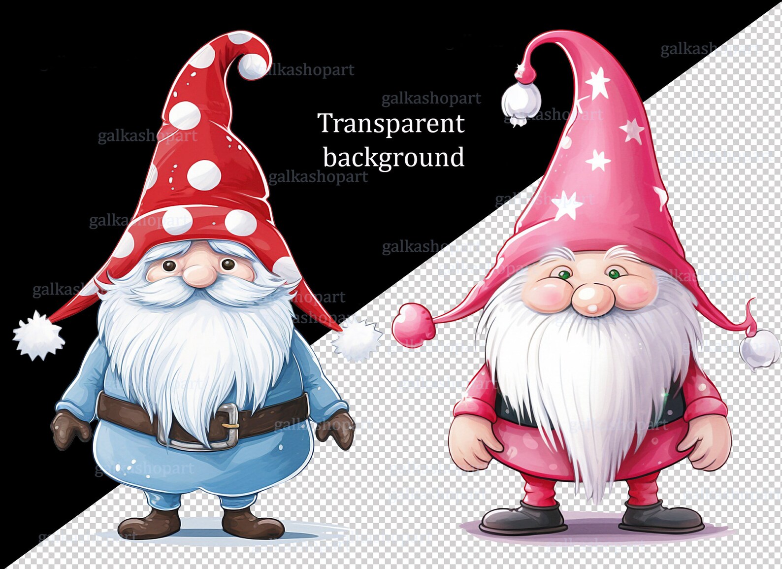 Set of 12 Christmas Gnome Clipart PNG Santa Gnome Hello - Etsy