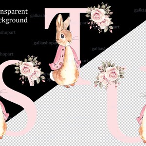 Peter Rabbit Light Pink Alphabet Clipart: Set of 26 Individual Letters ...