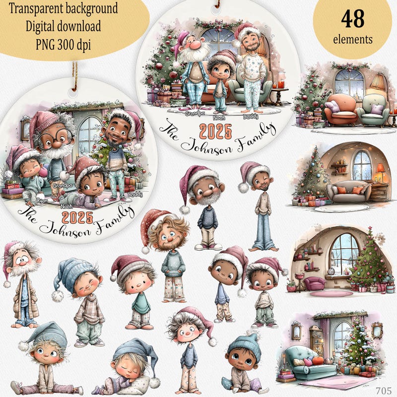 Christmas Pajamas Clipart - Etsy