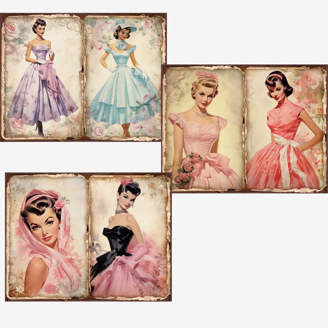 Retro 50s Fashion Junk Journal Kit: Midcentury Picture Collage Sheets ...