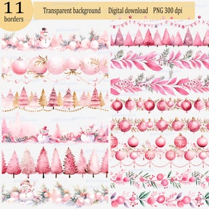 Watercolor Christmas Border Clipart PNG: Frame of Xmas Tree Branches ...