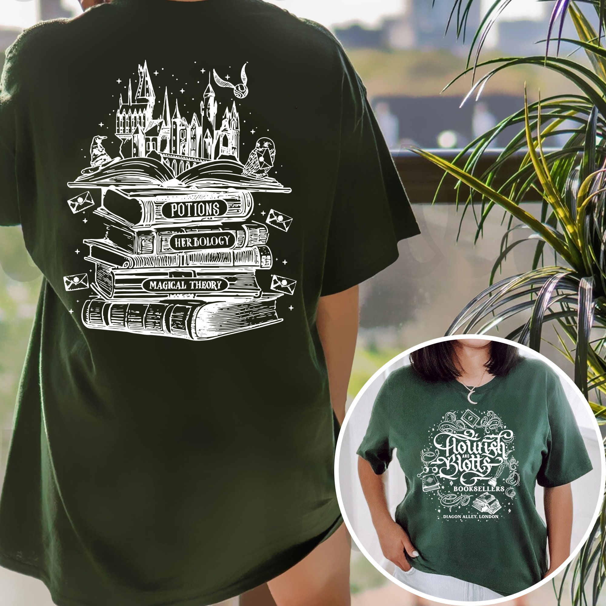 Wizard Bookshop Two-sided Shirt, Wizard Castle Book Shirt, Potter Shirt ...