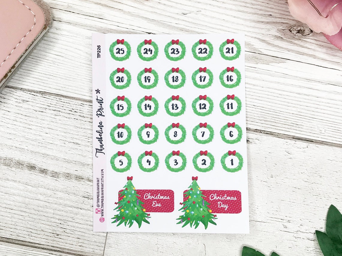 Christmas Countdown Planner Stickers | Decorative & Functional Planning ...