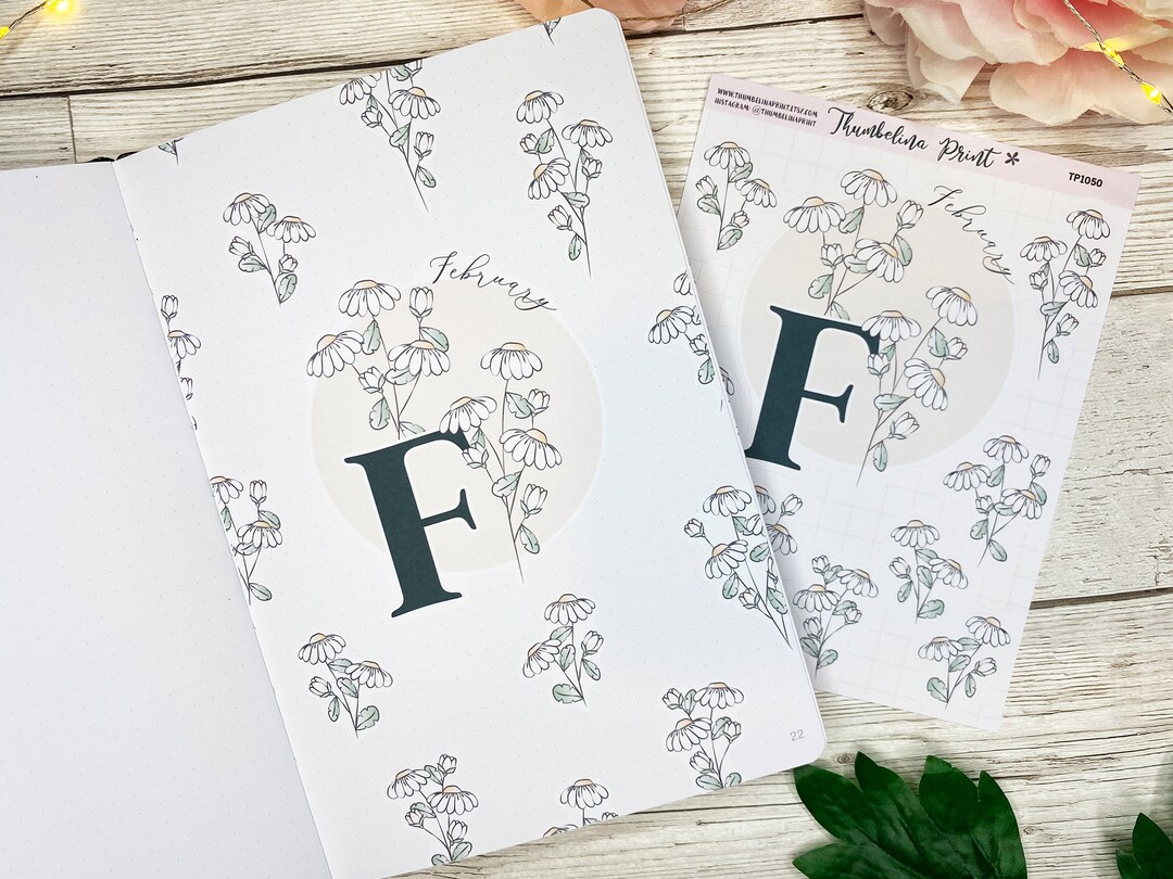 February Circle Floral Title Page Planner Stickers | Decorative ...
