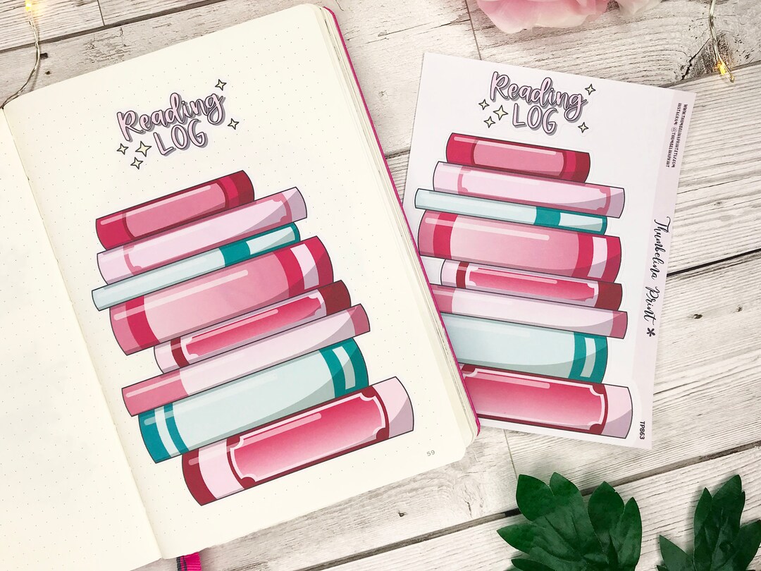 Book Stack Reading Log Sticker in Our Christmas Colours - Etsy