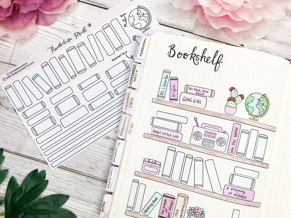 Build A Bookshelf Bullet Journal Planner Stickers in Black & - Etsy