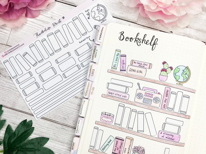 Build A Bookshelf Bullet Journal Planner Stickers in Black & - Etsy Ireland