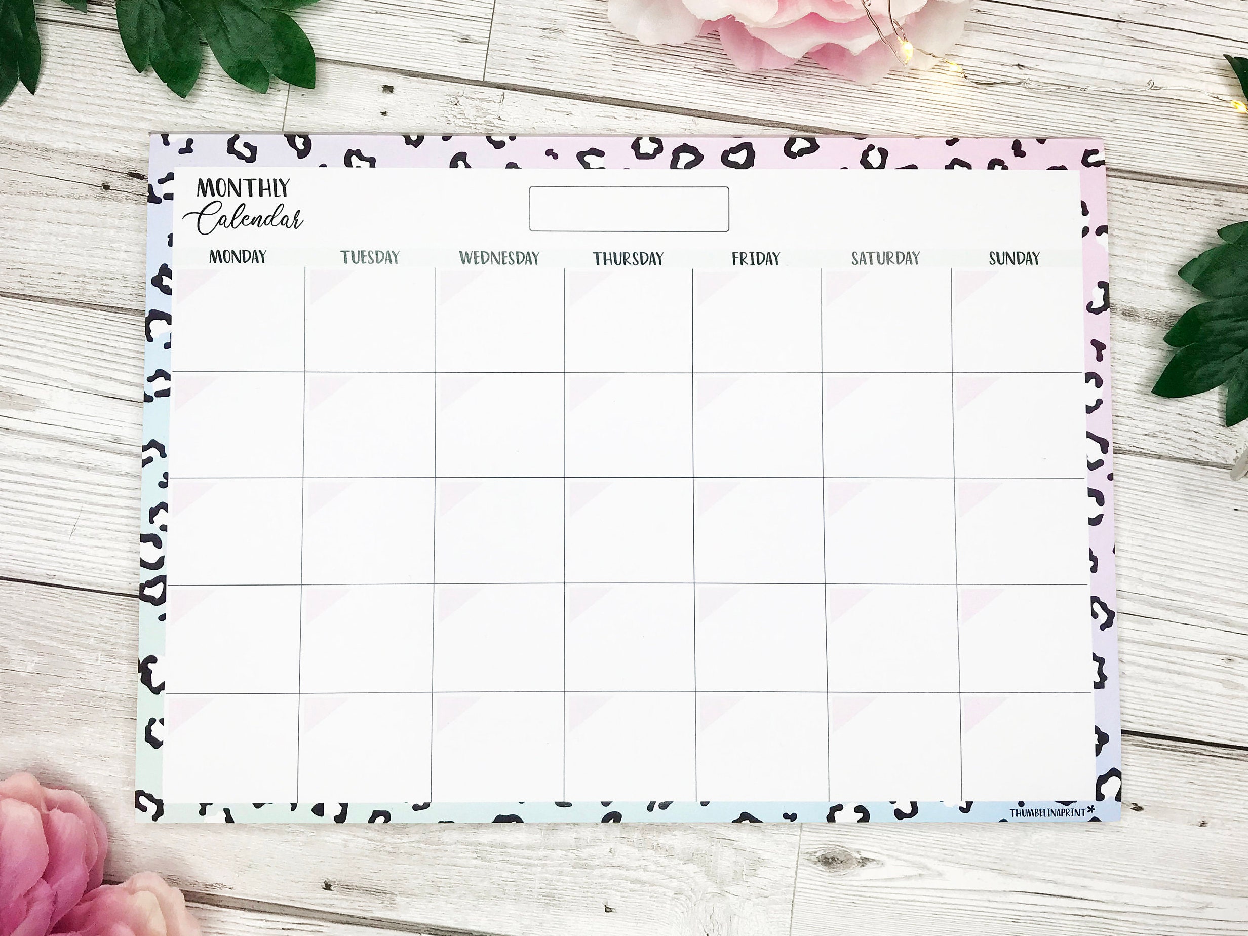 Monthly Calendar Desktop Notepad Desktop Monthly Planner - Etsy UK