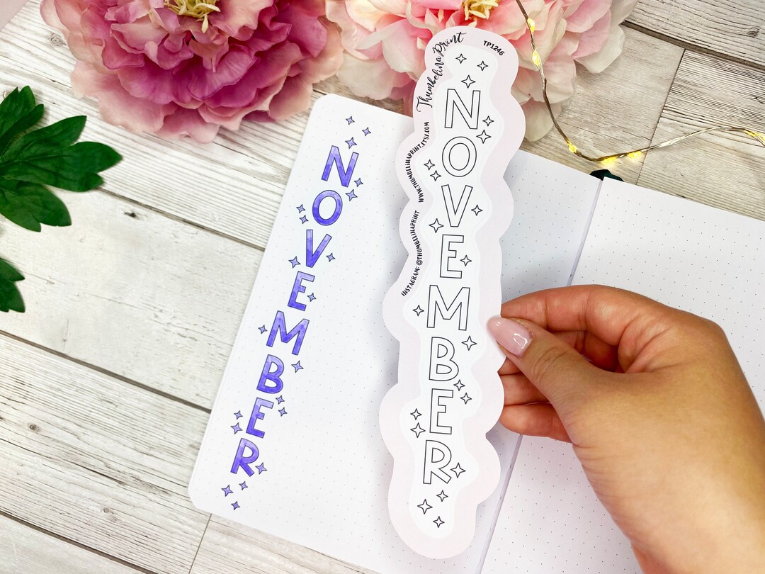Vertical 'november' Script Title Planner Stickers | Decorative ...