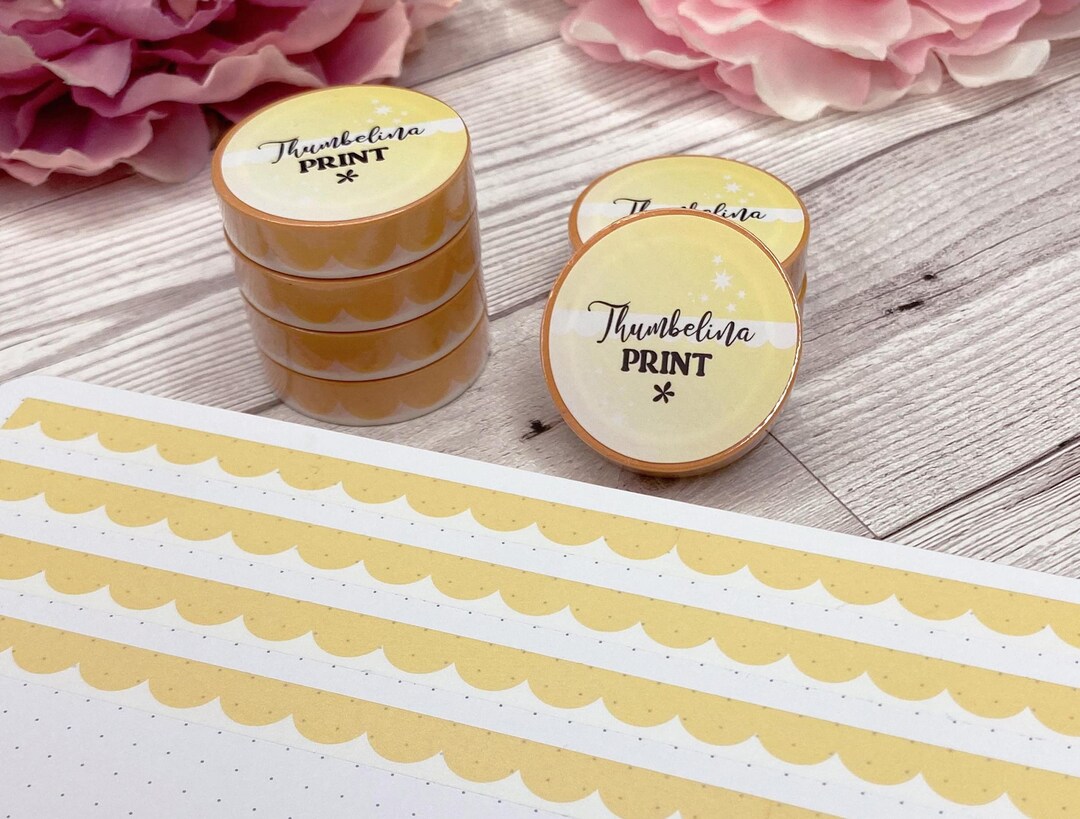 Sunshine Yellow Scalloped Design Washi Tape | Decorative & Functional ...