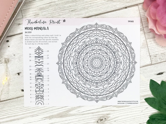 30 Day Mood Mandala Tracker Planner Sticker Bullet Journal | Etsy