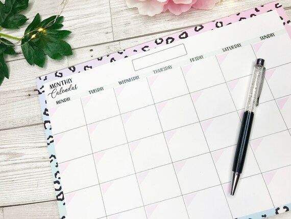 Monthly Calendar Desktop Notepad Desktop Monthly Planner - Etsy