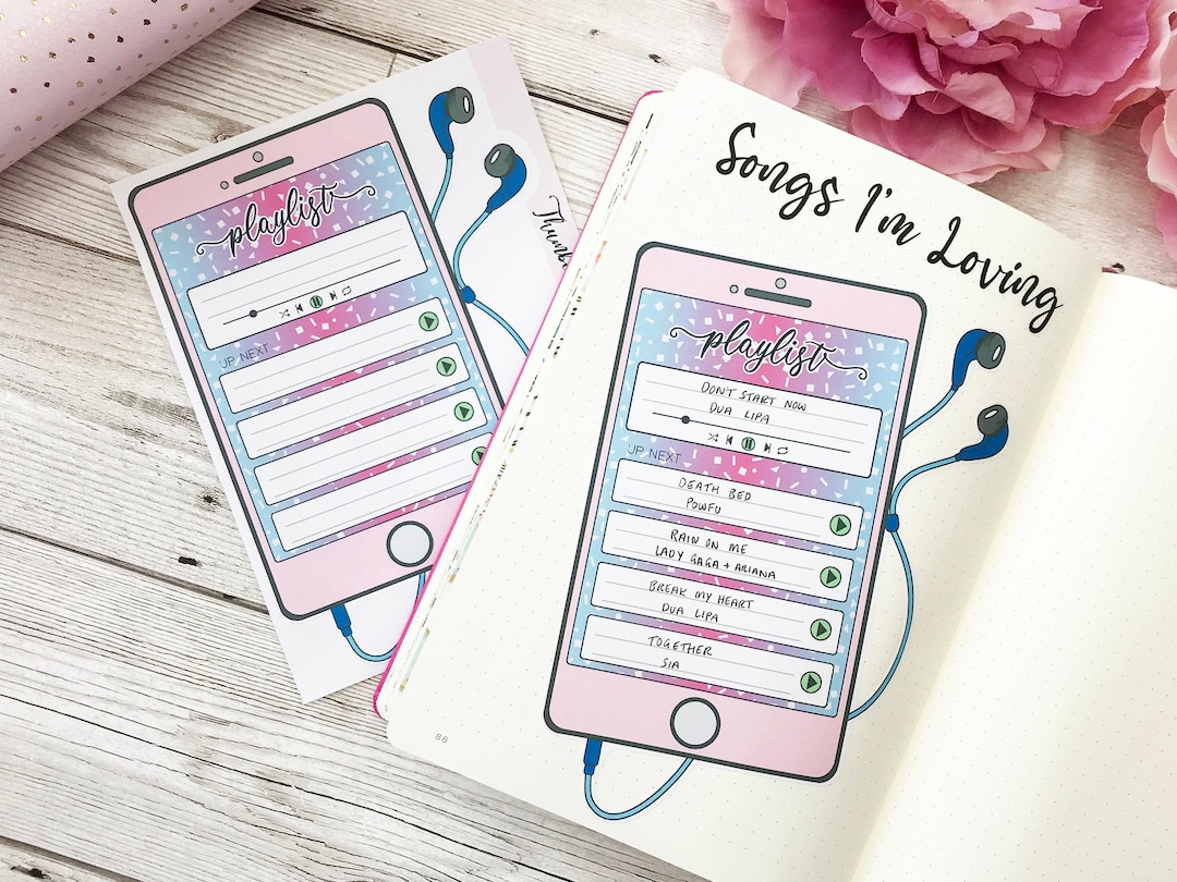 Phone/music Player Playlist Tracker Bullet Journal Decorative and ...