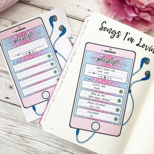 Music Tracker Playlist Spread Minimal Bullet Journal Spread - Etsy