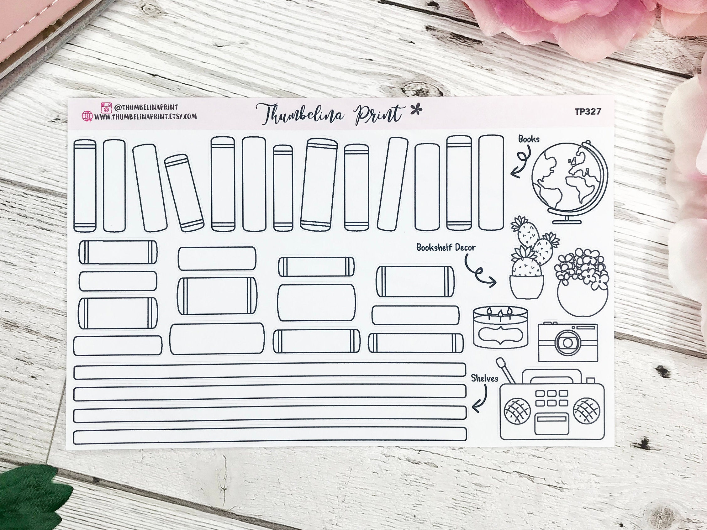 Build A Bookshelf Bullet Journal Planner Stickers in Black & White ...