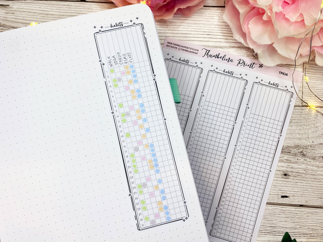 Vertical Habit Tracker Stickers | Decorative & Functional Planning ...