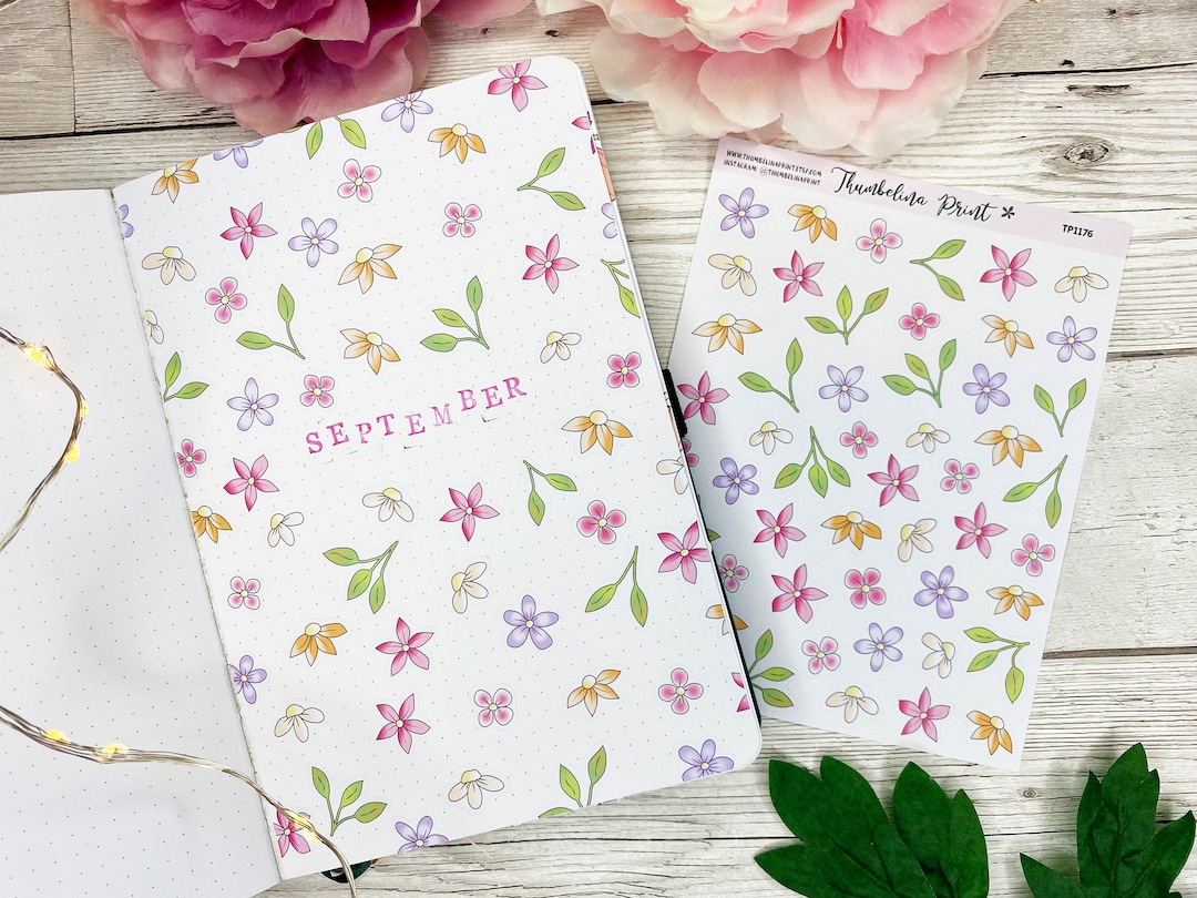 Scattered Flowers Decorative/title Page Planner Stickers | Decorative ...