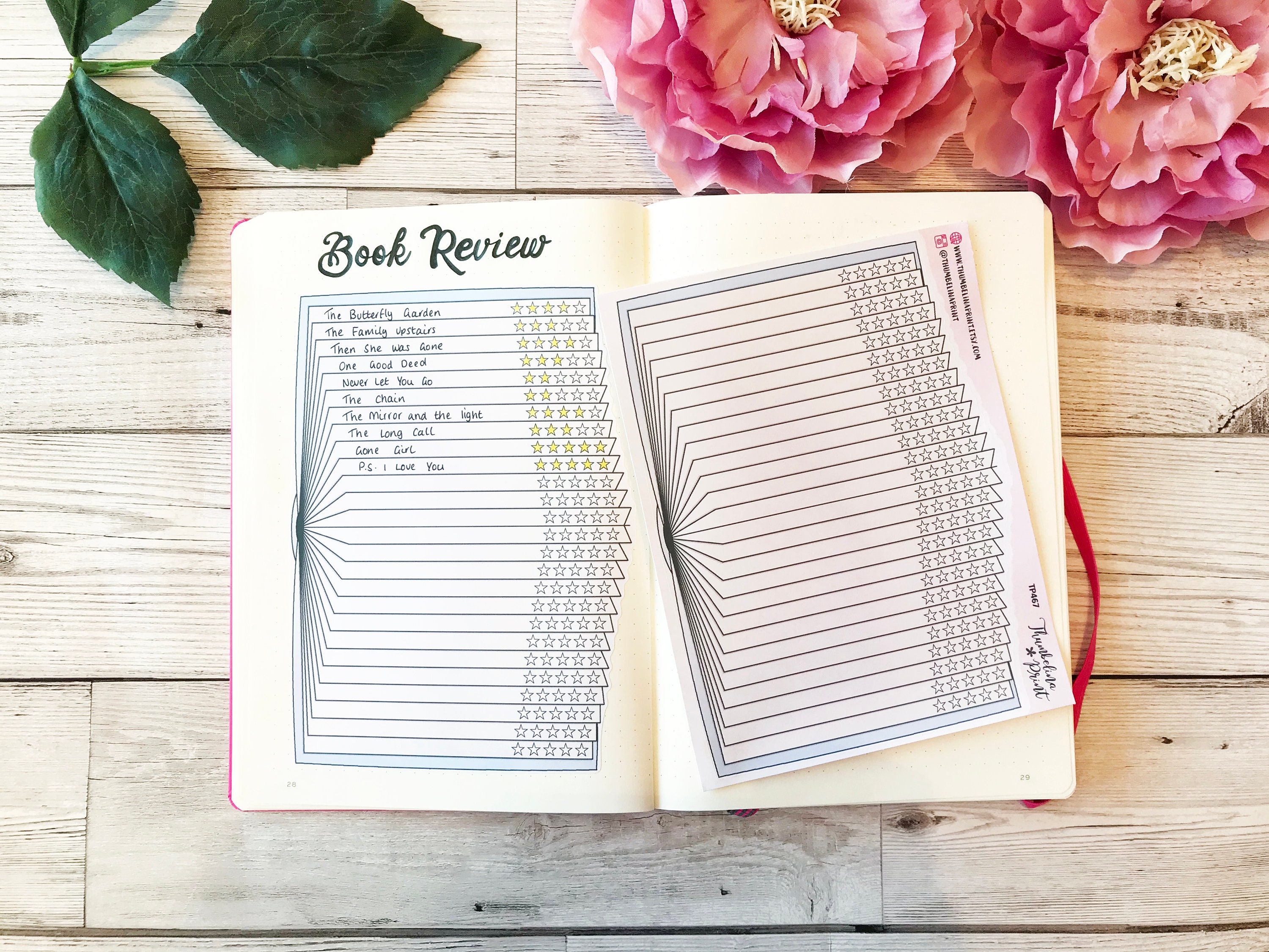 Open Book Tracker With Review Large Planner Sticker - Etsy