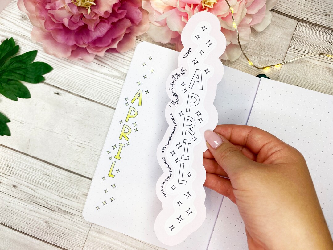 Vertical 'april' Script Title Planner Stickers | Decorative ...