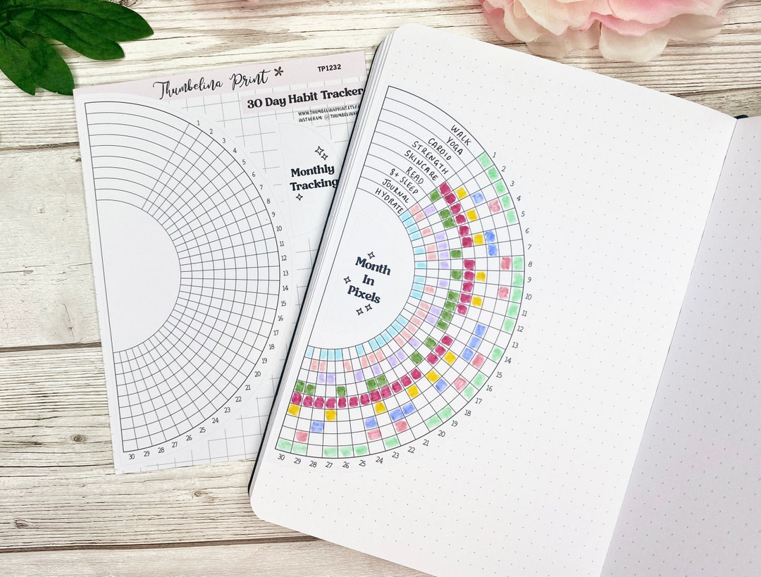 30 Day Half Circle Monthly Tracker Planner Sticker | Journal ...