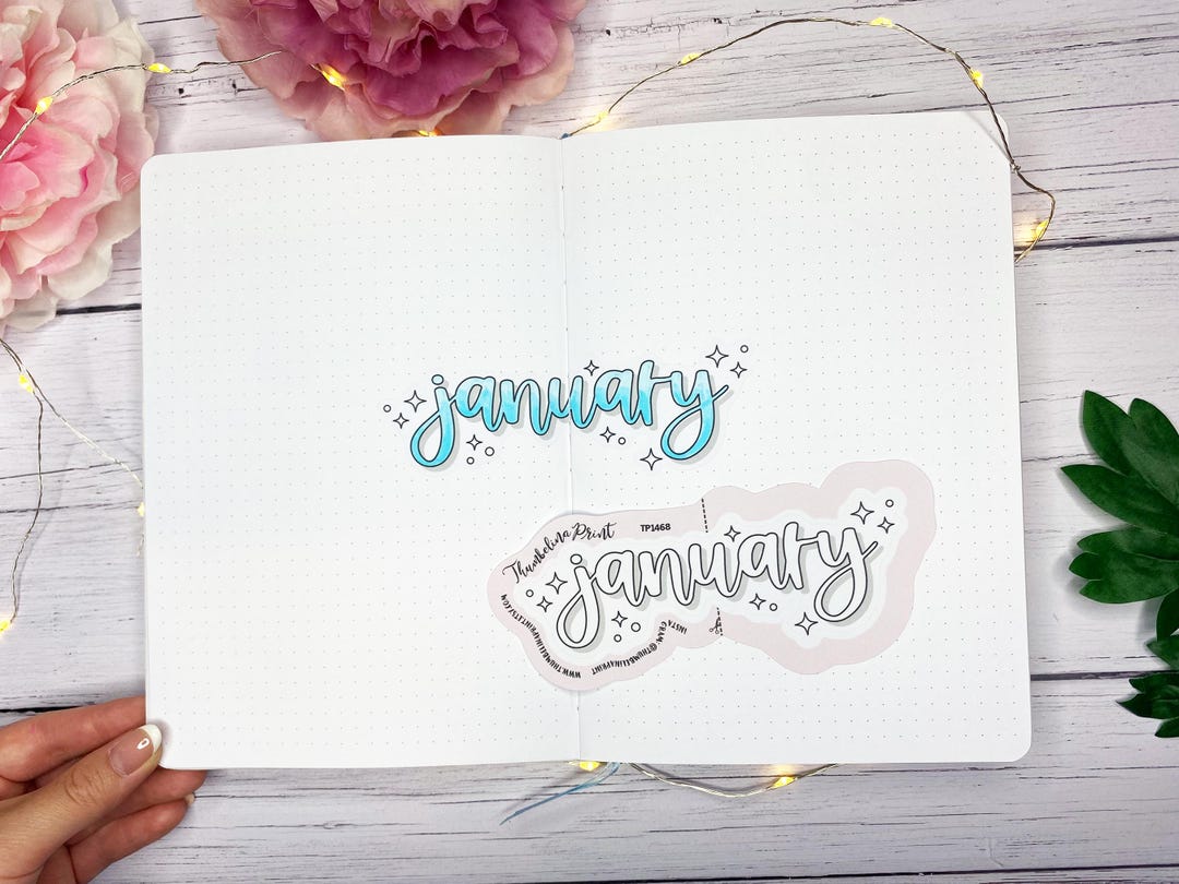 Horizontal Cursive 'january' Script Title Planner Sticker | Decorative ...