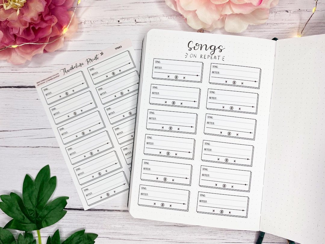 Playlist Planner Stickers | Decorative & Functional Planning | Black ...